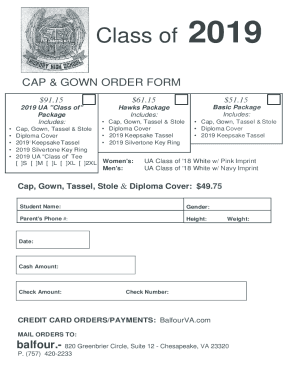 Fillable Online Class of 2019 Cap and Gown Order Form Fax Email Print ...