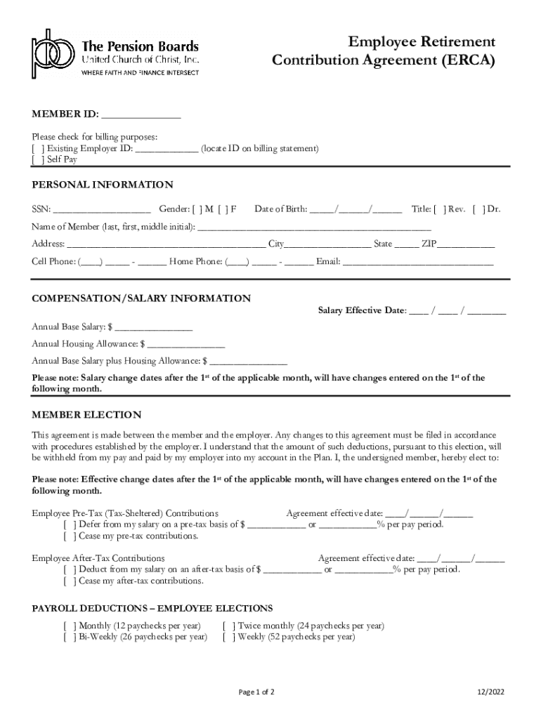 Fillable Online Employee Retirement Contribution Agreement (ERCA) Fax ...