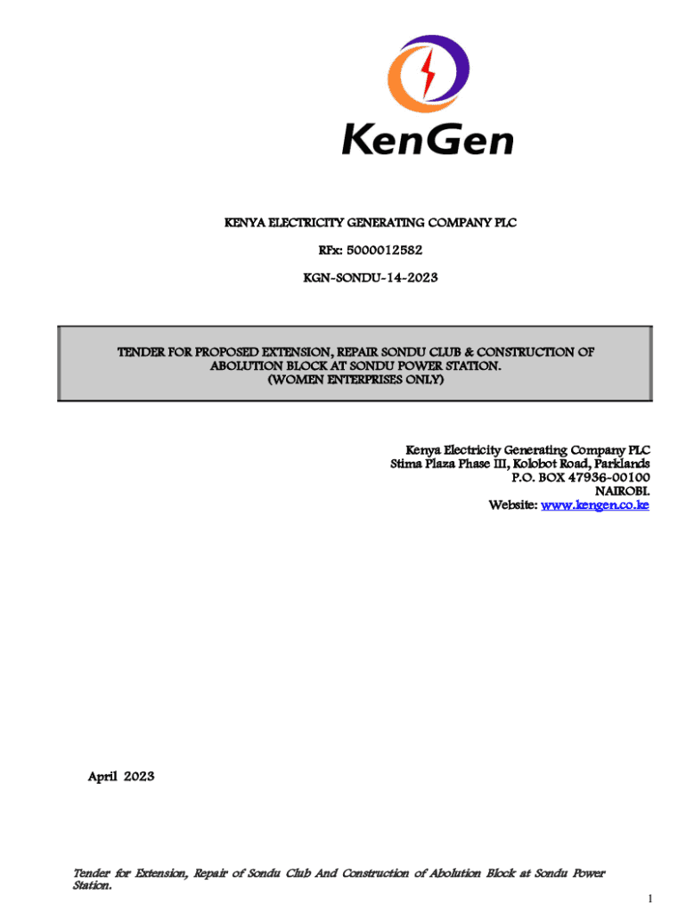 Fillable Online KENYA ELECTRICITY GENERATING COMPANY PLC RFx ... Fax Email Print - pdfFiller