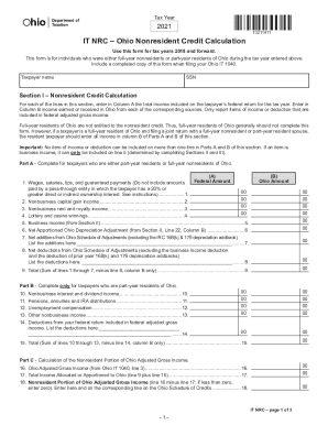 Fillable Online tax ohio 2021 Form OH IT NRC Fill Online, Printable ...