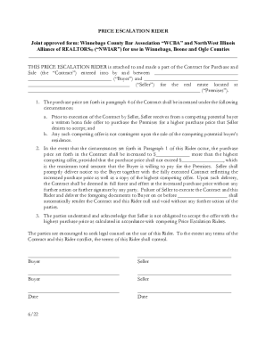 Fillable Online PRICE ESCALATION RIDER Joint approved form Fax Email ...