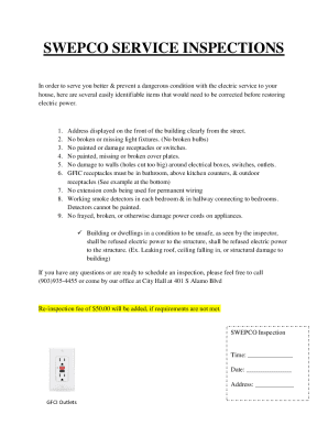 Fillable Online SWEPCO SERVICE INSPECTIONS Fax Email Print - pdfFiller