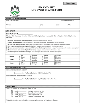 Fillable Online POLK COUNTY LIFE EVENT CHANGE FORM Fax Email Print ...