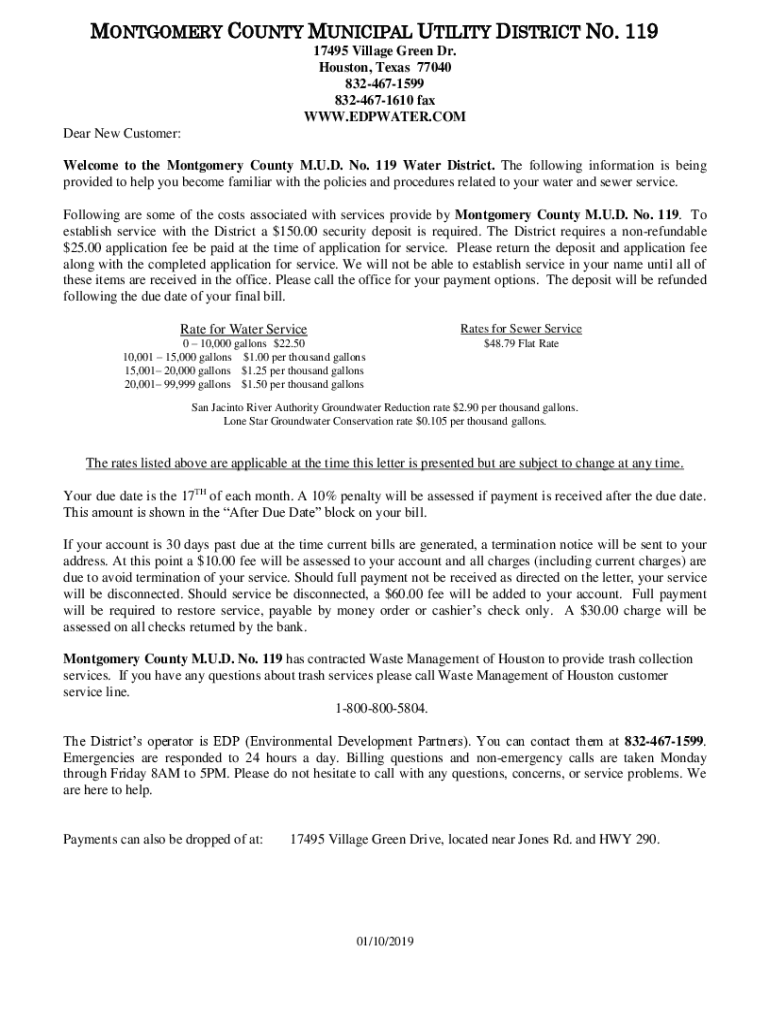 Fillable Online Application for Residential Utility ServiceMontgomery ...