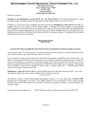 Fillable Online MONTGOMERY COUNTY MUNICIPAL UTILITY DISTRICT NO. 110 ...