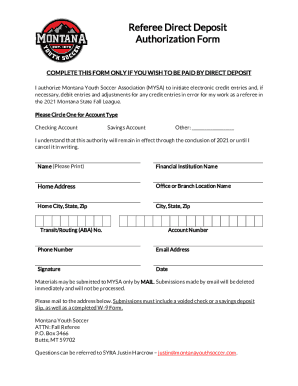 Fillable Online Referee Direct Deposit Fax Email Print - pdfFiller
