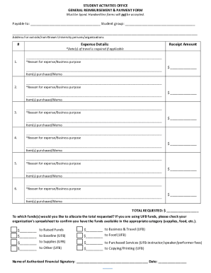 Fillable Online Reimbursement Check Request Form Fax Email Print ...