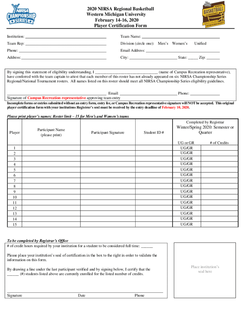 Fillable Online Regional Basketball Registration Form Fax Email Print ...