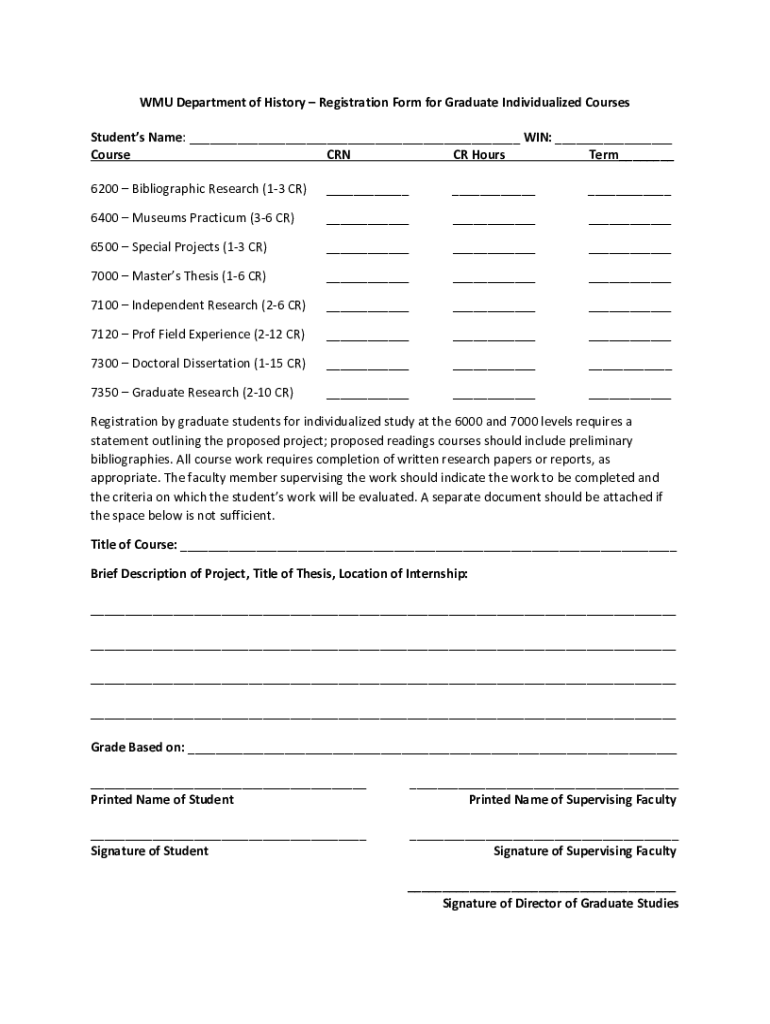 Fillable Online Graduate Student FormsHistory Fax Email Print - pdfFiller