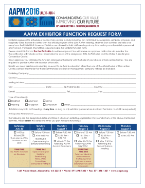 Fillable Online Exhibitor Function Request Form8th ... Fax Email Print ...