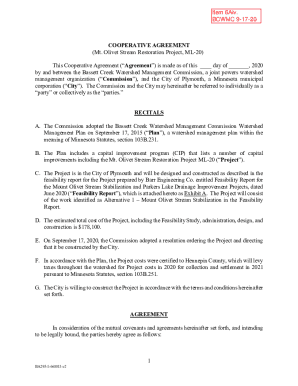 Fillable Online 1 COOPERATIVE AGREEMENT (Mt. Olivet Stream ... Fax ...