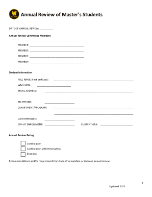 Fillable Online Annual Review of Master's Students Fax Email Print ...