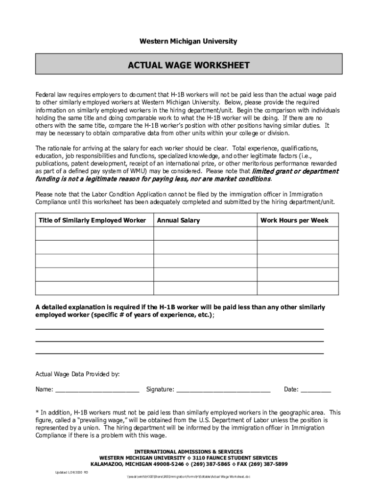 Fillable Online Guidance To Actual Wage Memorandum & Worksheet Fax Email Print - pdfFiller