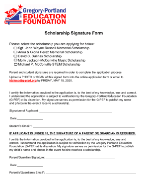 Fillable Online Scholarship Signature Form Fax Email Print - pdfFiller
