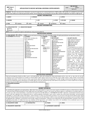 Fillable Online NRC Form 1 APPLICATION TO RECEIVE NATIONAL RESPONSE ...
