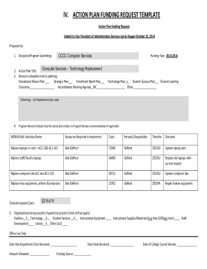 Fillable Online IV. ACTION PLAN FUNDING REQUEST TEMPLATE Fax Email Print - pdfFiller