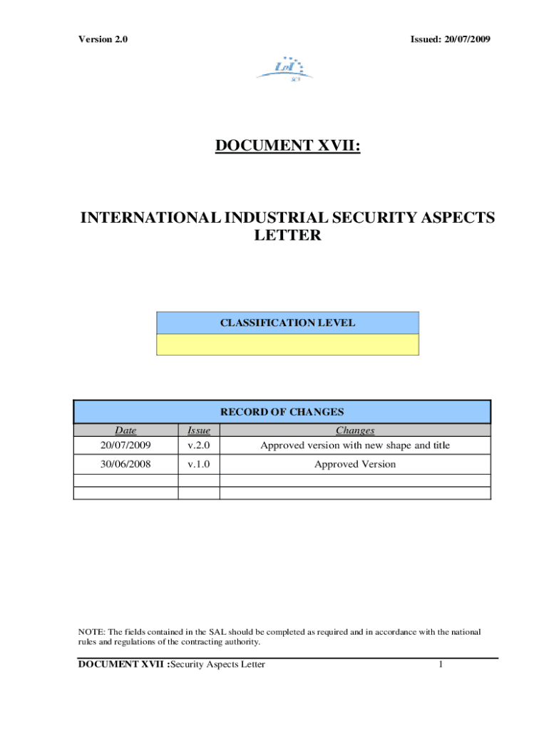 Fillable Online document xvii: international industrial security ...