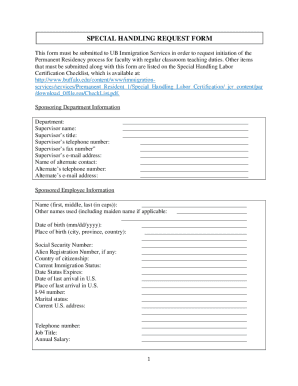 Fillable Online SPECIAL HANDLING REQUEST FORM This form must be ...