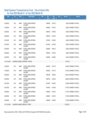 Fillable Online Detail Expense Transactions by Fund Fax Email Print ...