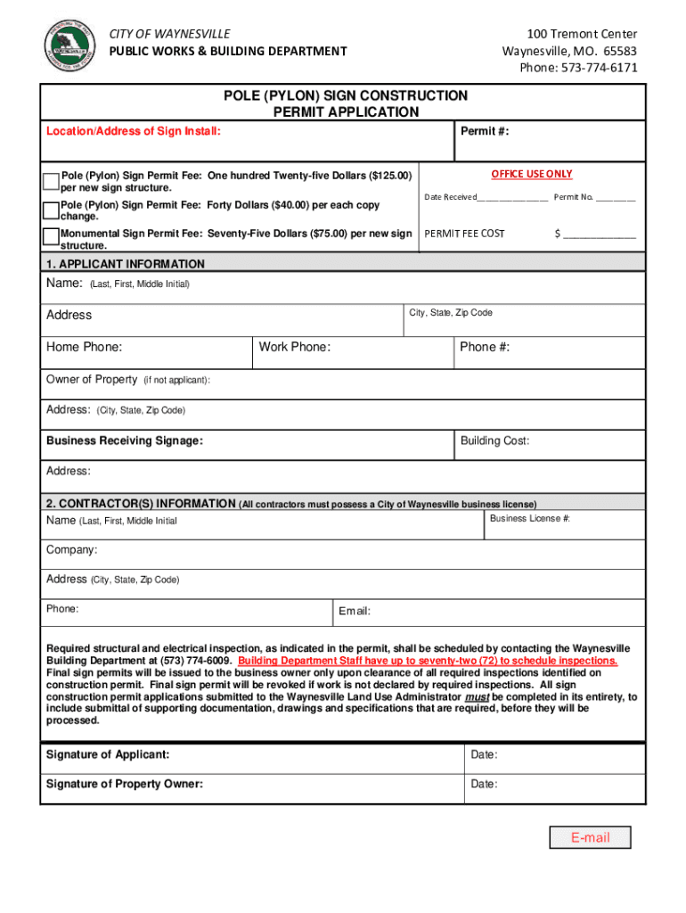 Fillable Online PUBLIC WORKS & BUILDING DEPARTMENT Fax Email Print - pdfFiller