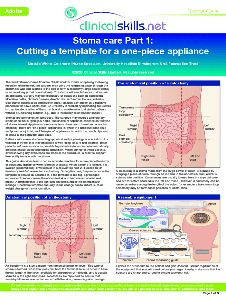 Fillable Online Stoma care Part 1: Cutting a template for a one-piece ...