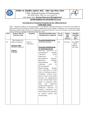Fillable Online CSIR-NIO, GOA Fax Email Print - pdfFiller