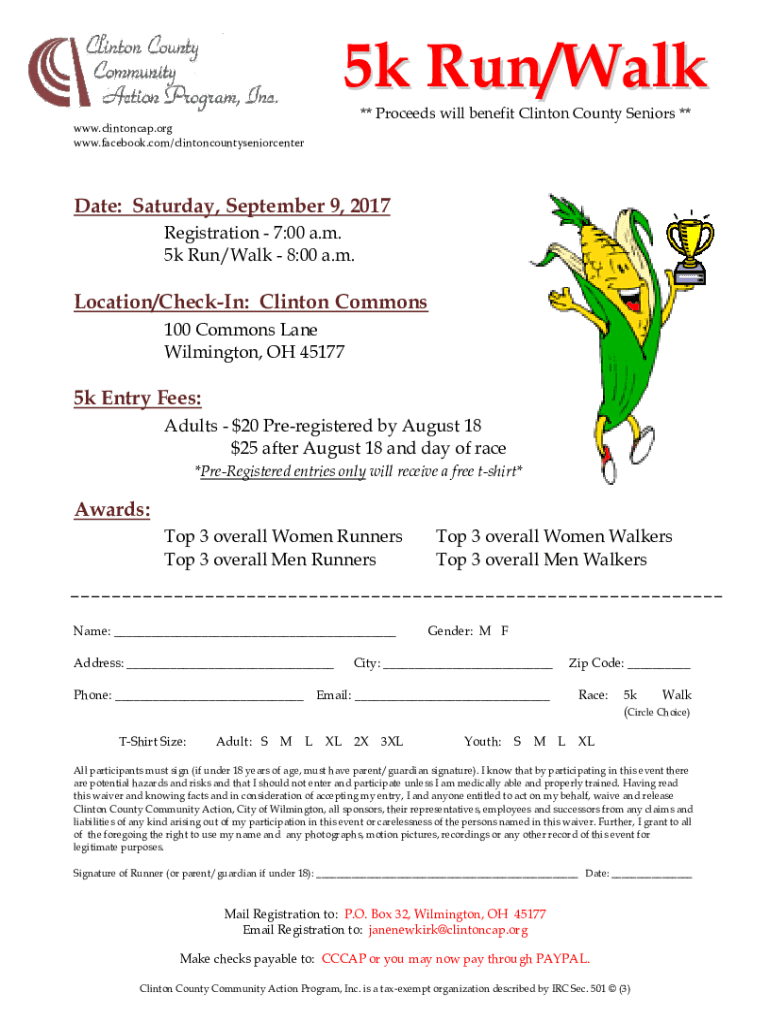 Fillable Online Clinton County Who's the Fairest 5K Run/Walk - Carlyle Fax Email Print - pdfFiller
