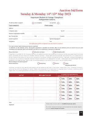 Fillable Online Silent Auction Bid Sheets : Bid Cards for ... Fax Email ...