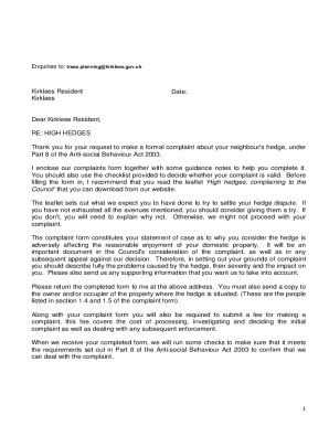 Fillable Online Complain about a high hedge application form. Complain ...