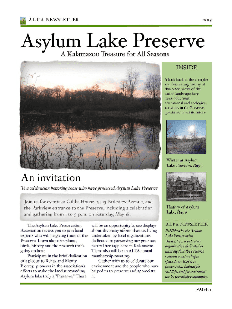 Fillable Online Exploring Asylum Lake Preserve Fax Email Print - pdfFiller