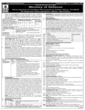 Fillable Online Government of India Ministry of Defence RECRUITMENT ...