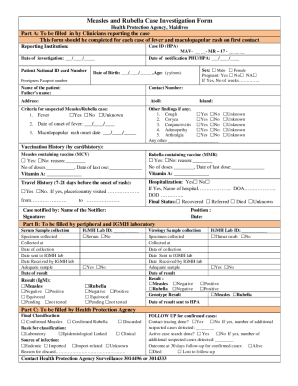 Fillable Online Measles and Rubella Case Investigation Form Fax Email ...