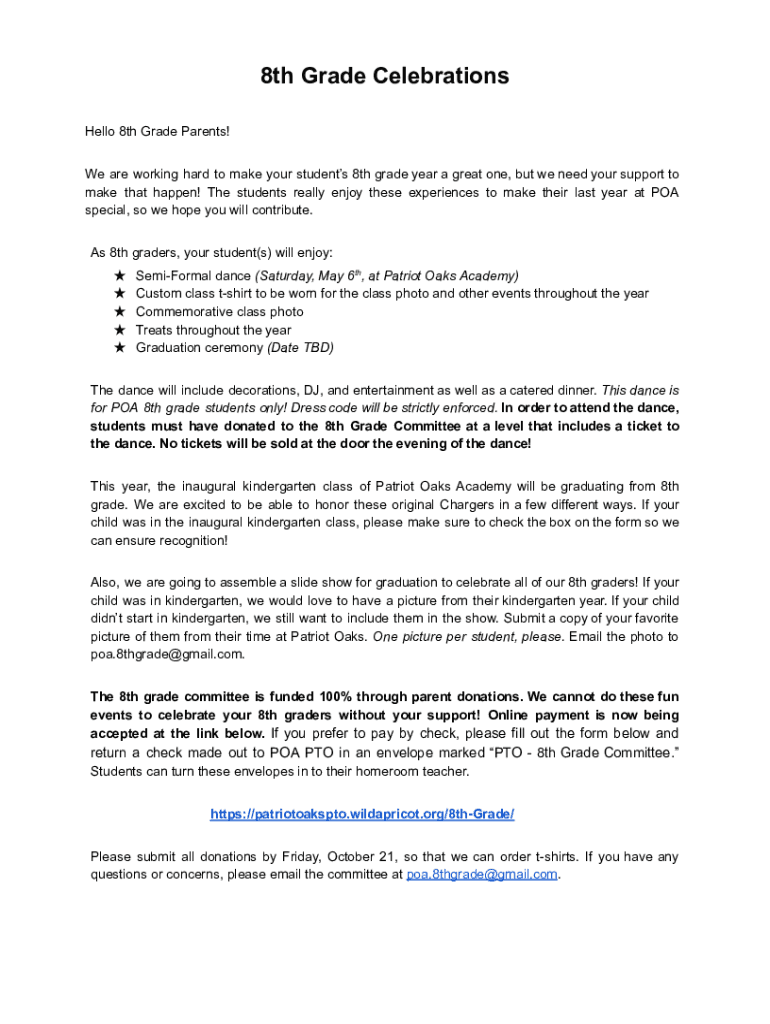 Fillable Online How to Celebrate Your Child's 8th Grade Graduation Fax ...