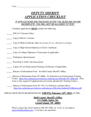 Fillable Online hall county sheriff's office deputy sheriff application packet Fax Email Print ...
