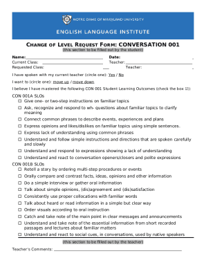 Change of Level Request : CONVERSATION 001 Doc Template | pdfFiller