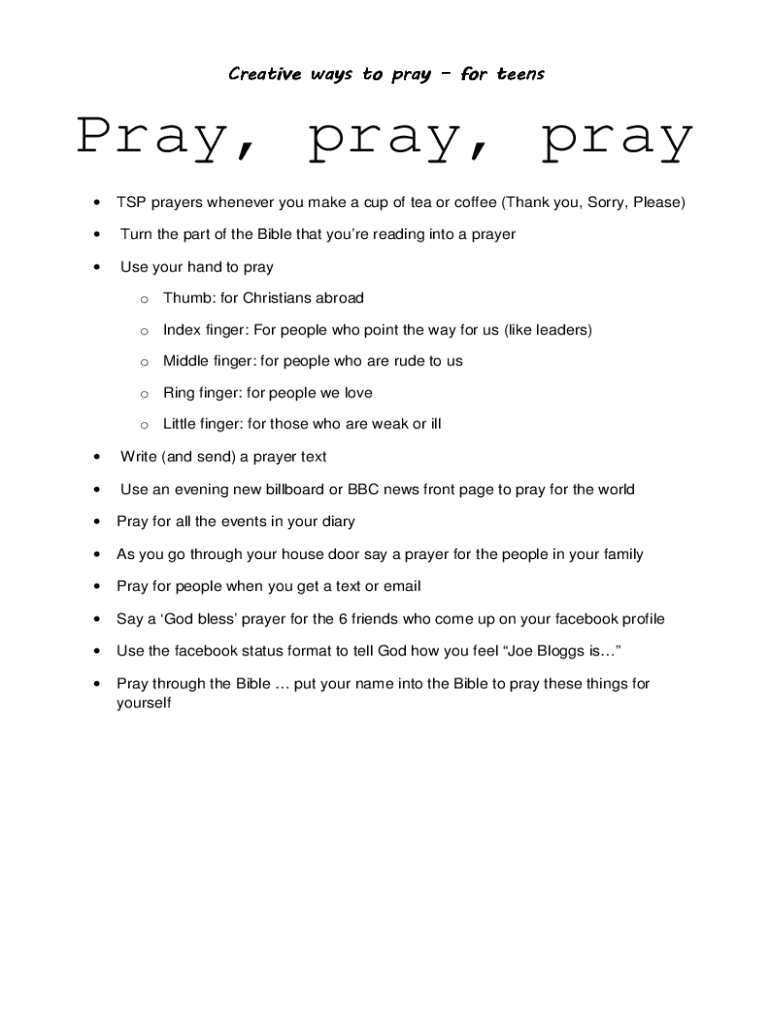 Fillable Online 11 Creative Ideas for Teaching Kids How to Pray Fax ...