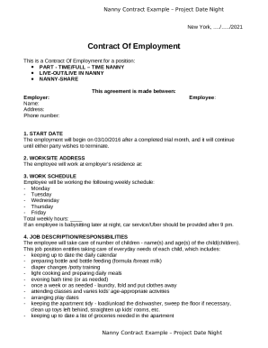 Contract Of Employment Doc Template | pdfFiller