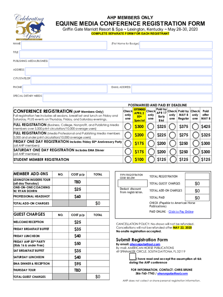 Fillable Online equine media conference registration form Fax Email Print - pdfFiller