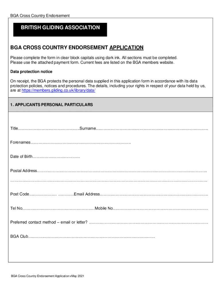 Fillable Online members gliding co bga gliding certificate application form Fax Email Print ...