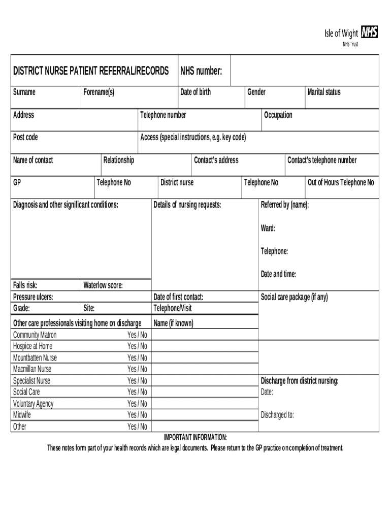 District nurses' triggers for referral of patients to the Macmillan ...