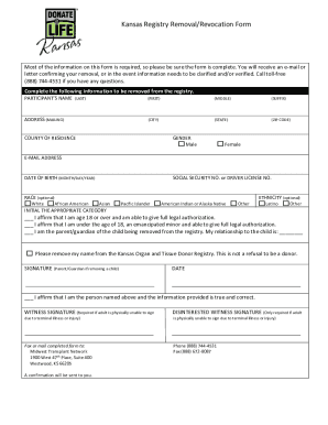 Fillable Online Kansas Registry Removal/Revocation Form Fax Email Print ...