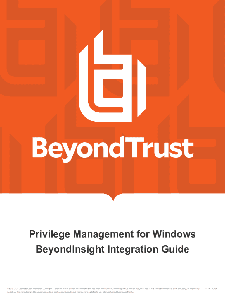 Fillable Online Privilege Management for Windows and BeyondInsight ...