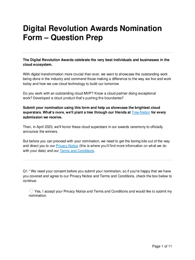 Fillable Online Digital Revolution Awards Nomination Form - 2022-23 - Payment v2 Fax Email Print ...