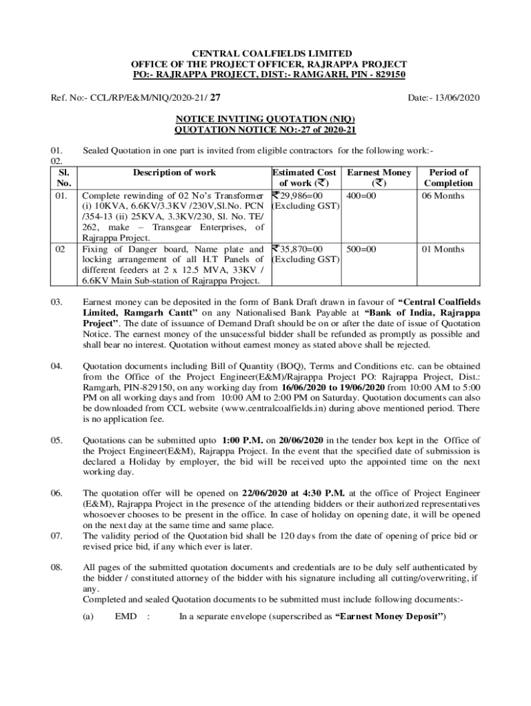 Fillable Online Dy.GM (MM)/R/Open e-Tender/18-19/68 Date Fax Email ...