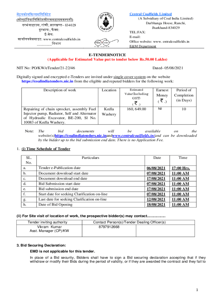 Fillable Online Internship Experience at Central Coalfields Limited ...