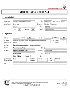 Fillable Online ASBESTOS REMOVAL CONTROL PLAN Fax Email Print - pdfFiller