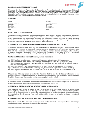 Free Patent (Invention) Non-Disclosure Agreement (NDA) Doc Template ...