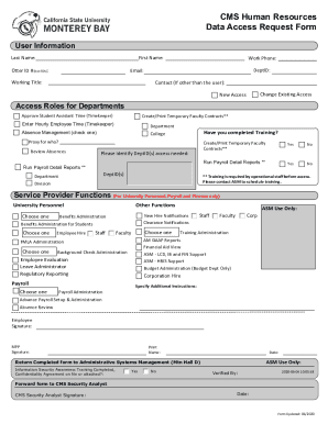Fillable Online CMS Human Resources Data Access Request Form Fax Email Print - pdfFiller