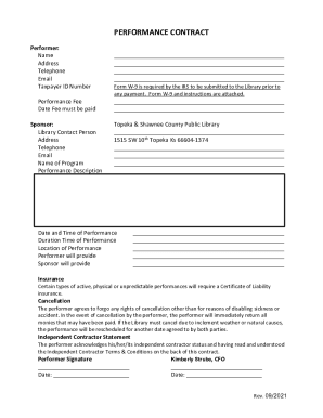 Fillable Online PERFORMANCE CONTRACT Fax Email Print - pdfFiller