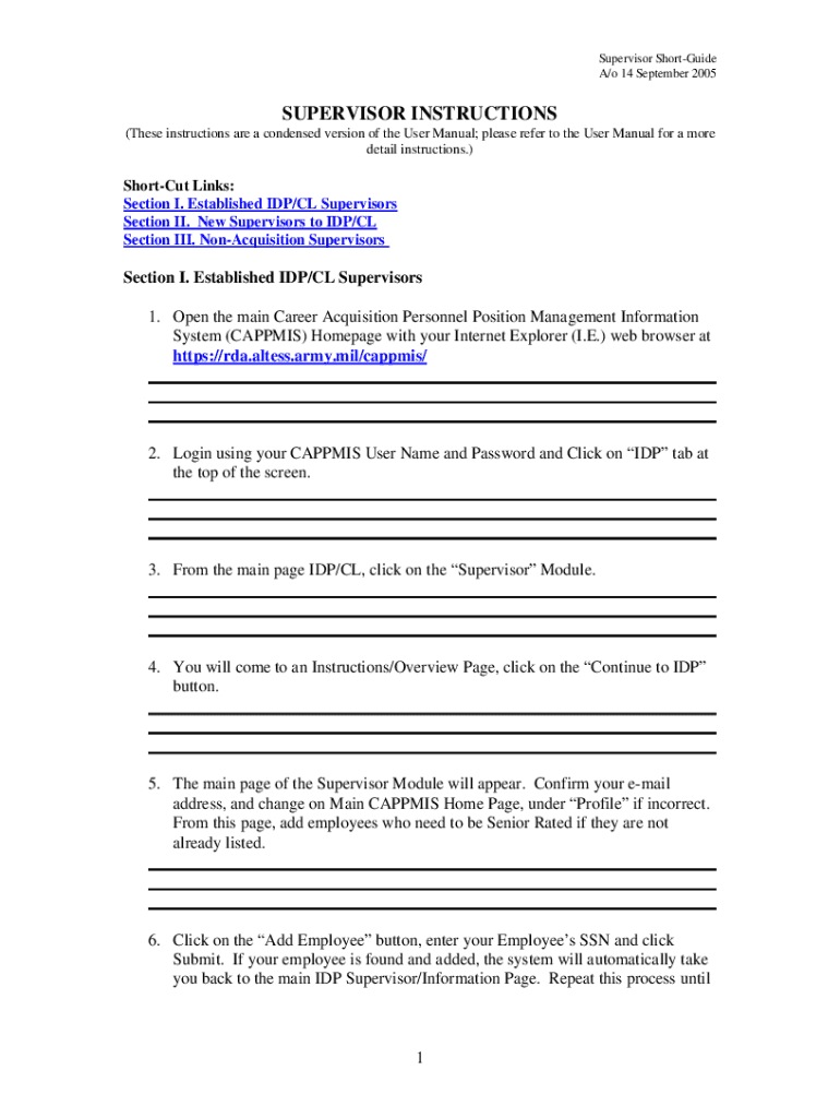 Fillable Online asc army SUPERVISOR INSTRUCTIONS Fax Email Print ...